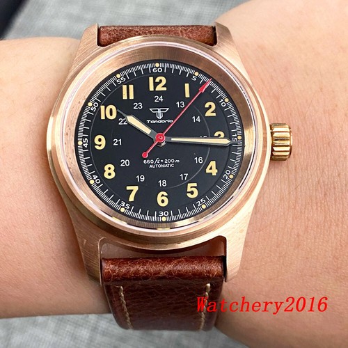 Tandorio Pilot 36mm CUSN8 Bronze Case NH35 PT5000 200M Luminous Diving ...