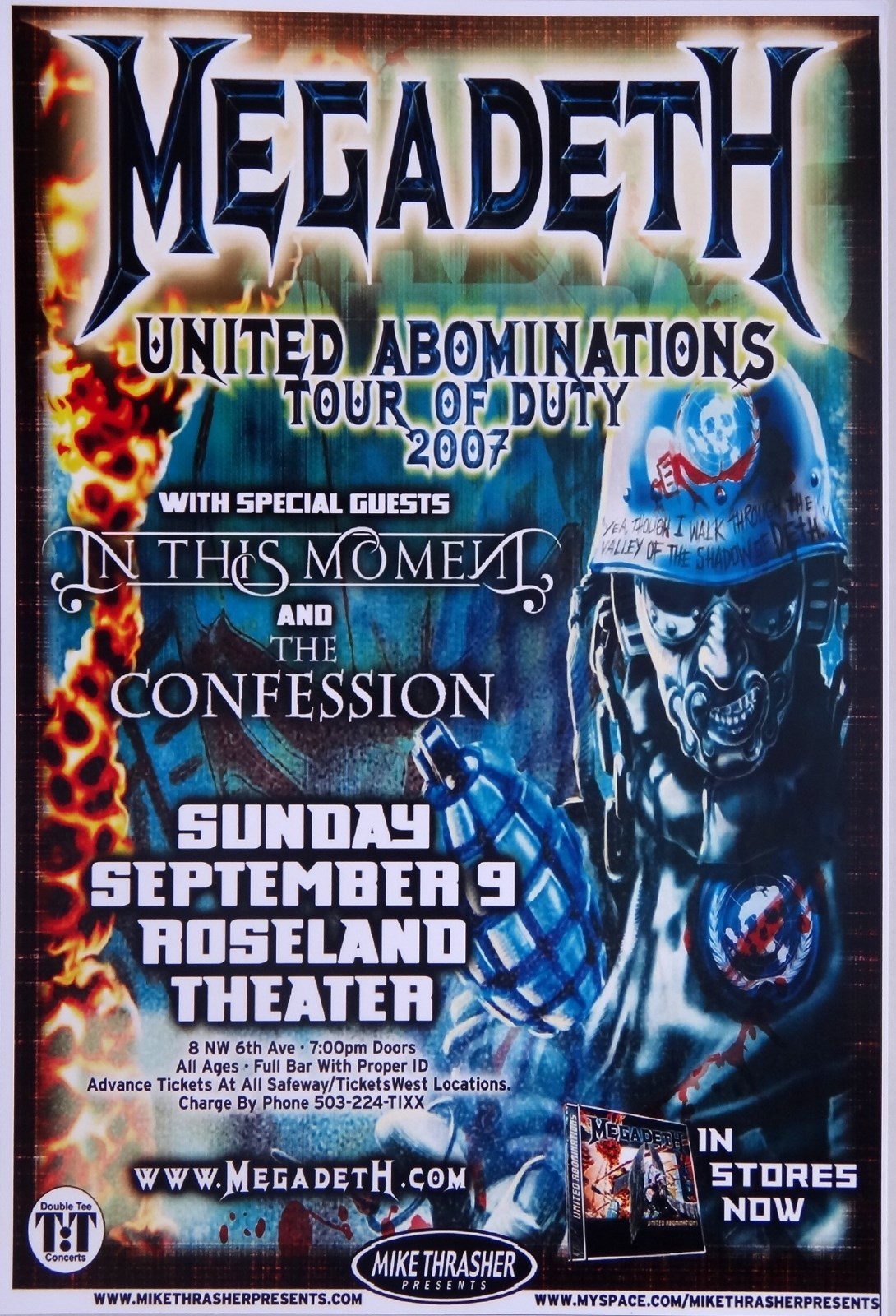MEGADETH "UNITED ABOMINATIONS TOUR OF DUTY 2007" PORTLAND CONCERT ...