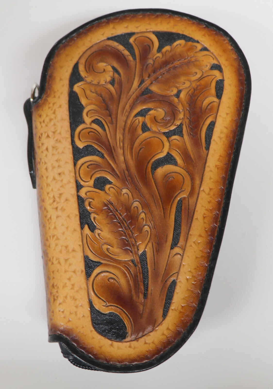 HAND CRAFTED TOOLED LEATHER SMALL GUN CASE RUG BROWN WESTERN FLORAL ...