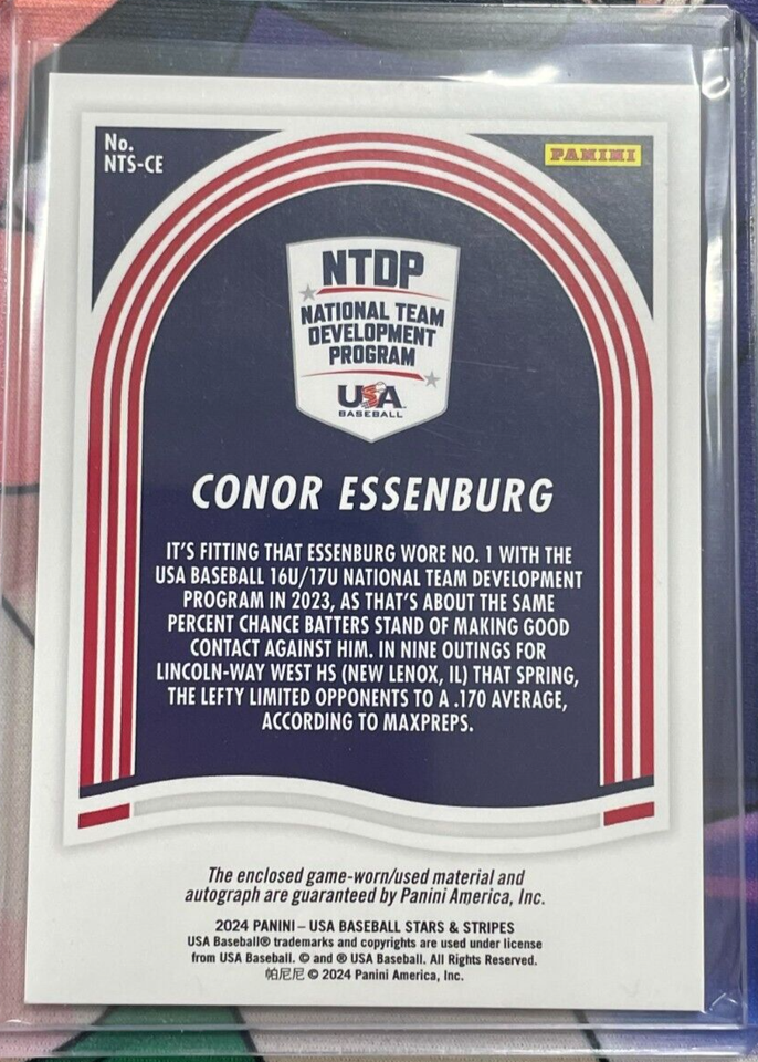 2024 Panini Stars & Stripes CONOR ESSENBURG SIGNATURES MATERIAL AUTO ...
