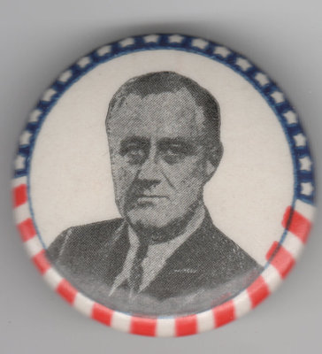 Stars & Stripes FDR Portrait Pin! NICE Franklin D. Roosevelt Campaign ...