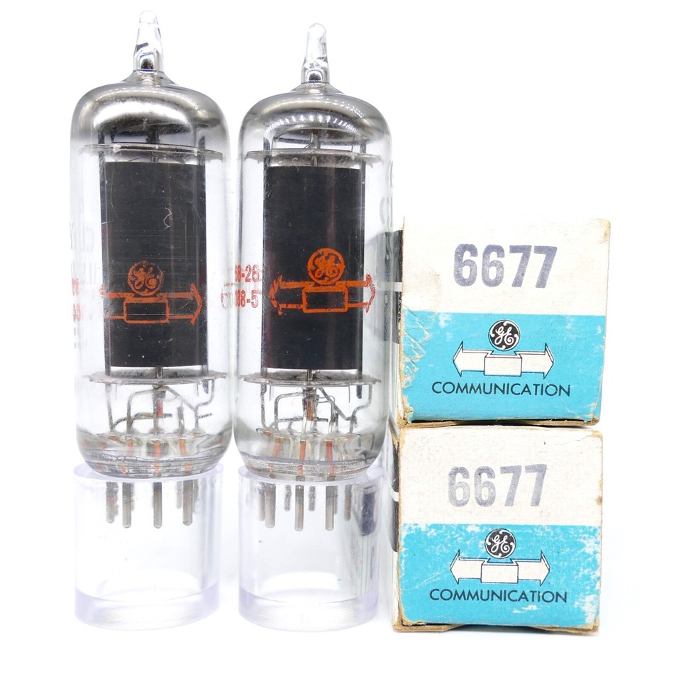 Two GE 6677 6CL6 Tubes NOS NIB Black Plate Matched Const. GM[%]: 91 97 ...