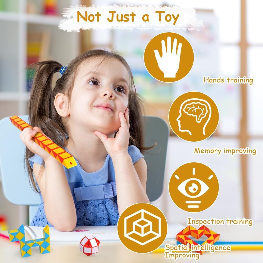 Ainiv Magic Snake Cube 14 Pack 24 Blocks Mini Fidget Snake Cube Fidget ...