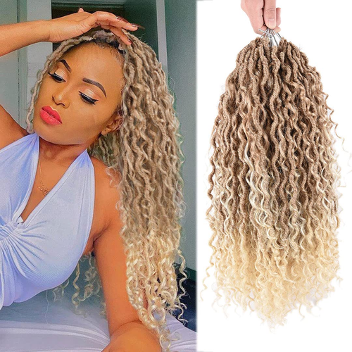 6 Packs New Goddess Locs Crochet Hair 18 Inch Blonde River Locs Goddess ...