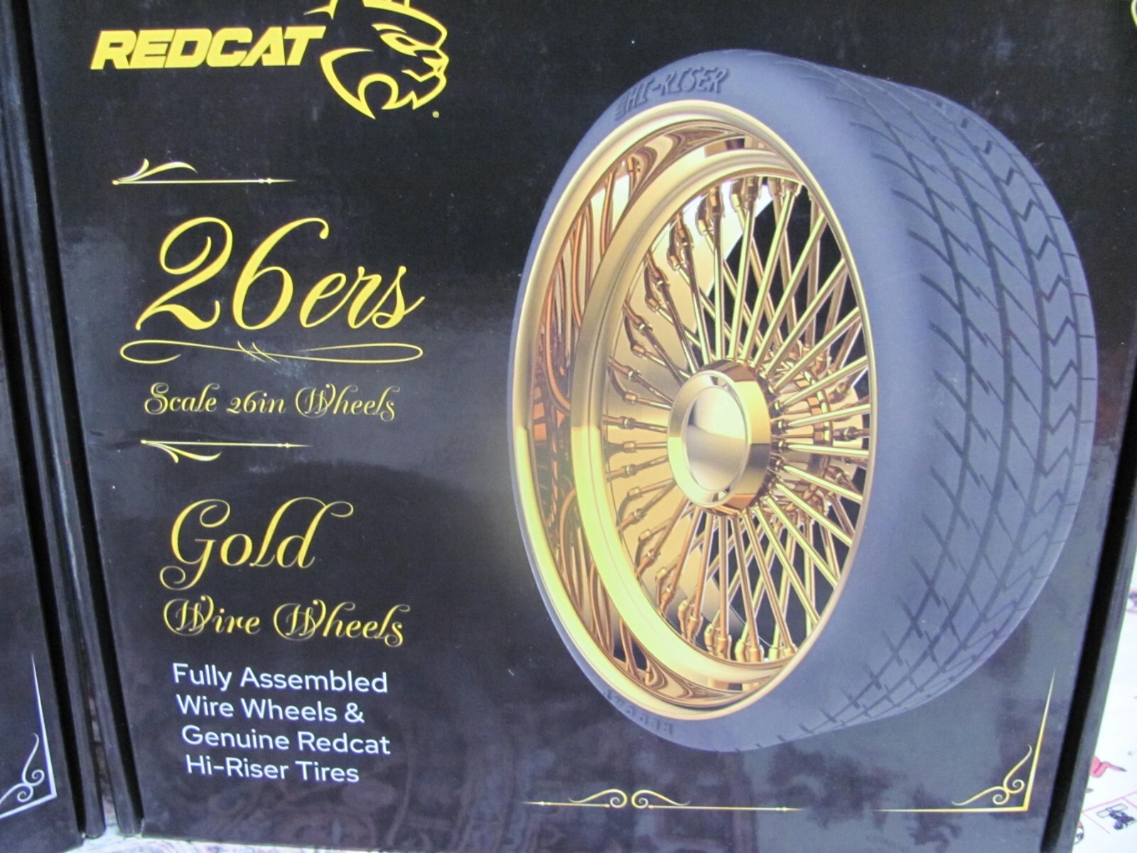 "Gold" 1/10 Redcat R/C Lowrider/Donk 26"ers Wire Wheel & Tire Set HTF ...