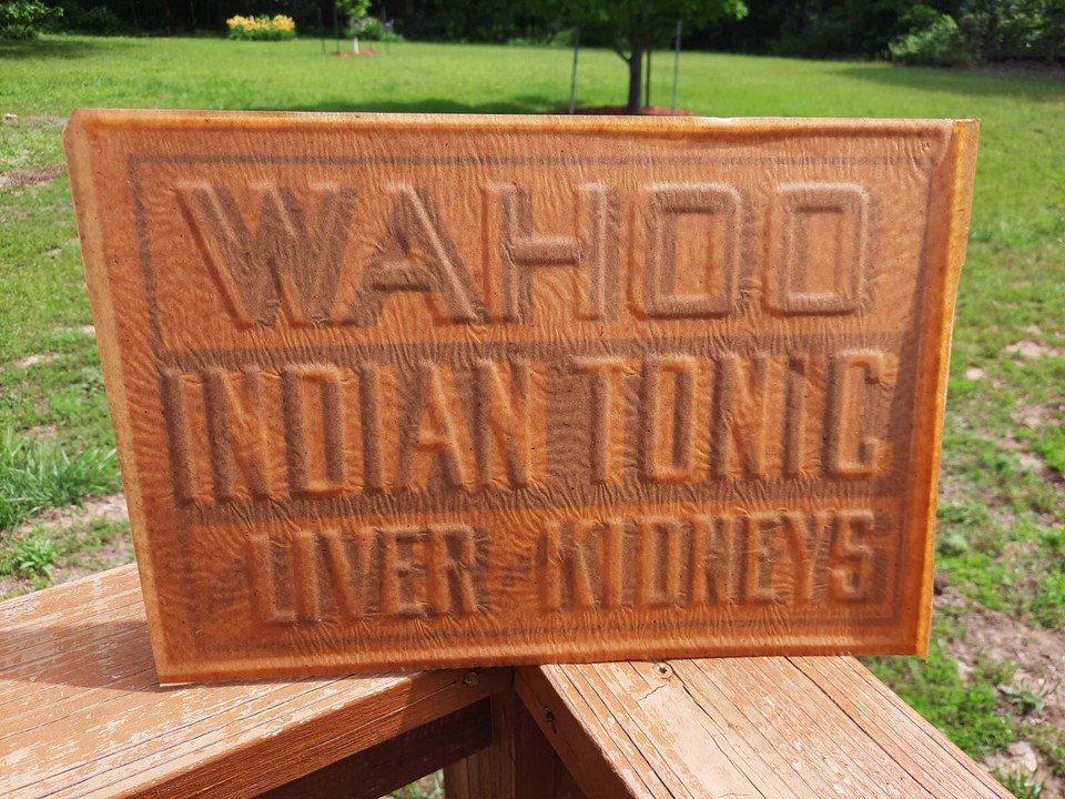 VINTAGE NEW OLD STOCK NOS EMBOSSED WAHOO INDIAN TONIC METAL SIGN MAKE ...