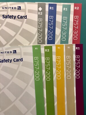 9 UNITED AIRLINES SAFETY CARDS—757-200,300 | eBay