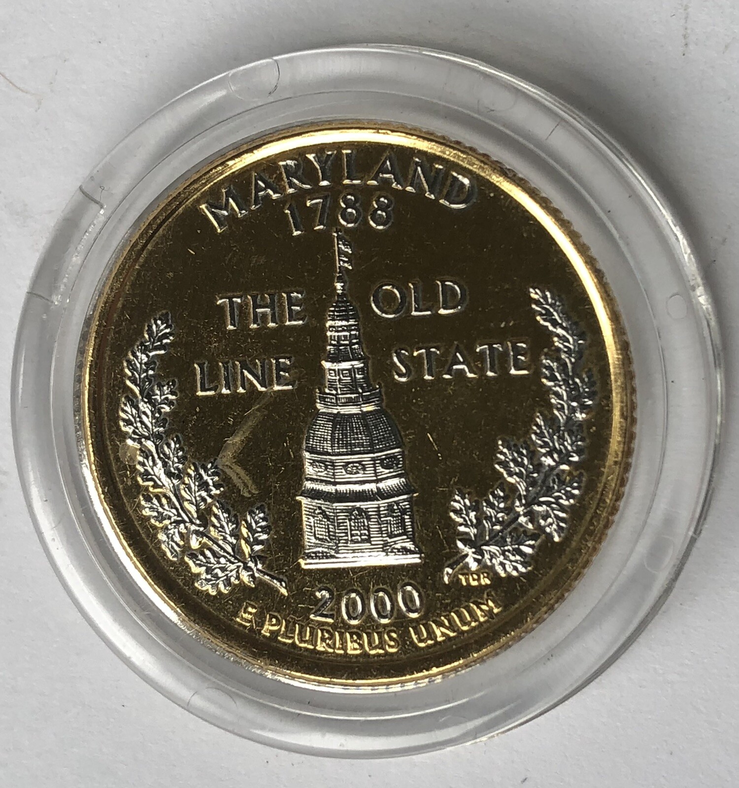 24K Gold-Plated 2-Tone US State Quarter 25c Coin MINT Capsule 2000-D ...