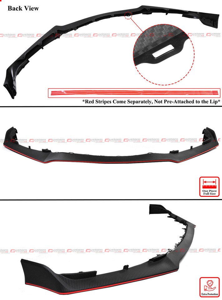 2017-2021 Honda Civic Type-R FK8 OE Style Textured Front Bumper Lip ...