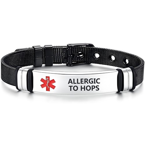 Medical Bracelet,Allergic to Hops Awareness,SOS Emergency Adjustable ...