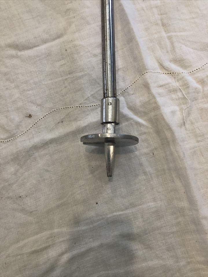 VINTAGE SPECTATOR SEAT STICK, ADJ. LENGTH, CHROME STEEL SHAFT, LEATHER ...