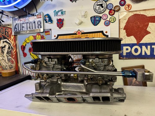 Edelbrock Dual Carb with intake and filter | eBay