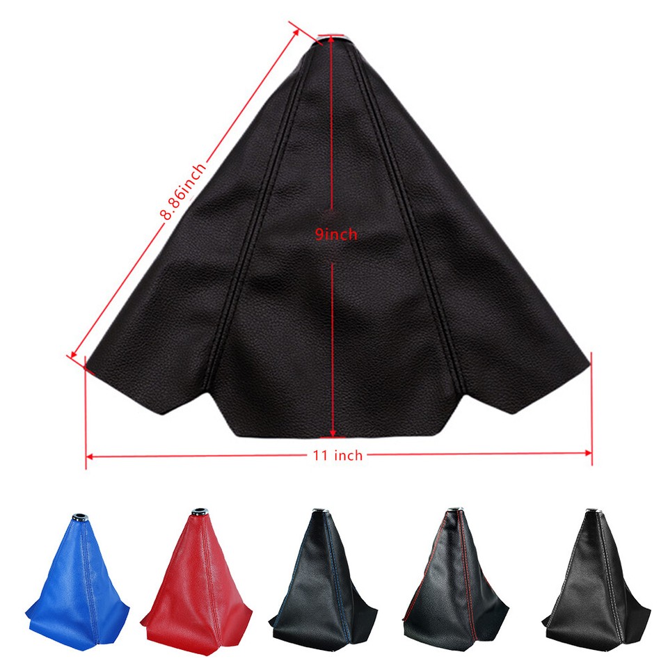 Universal Car Shift Knob Shifter Boot Cover w/Stitches PU Leather MT/AT ...