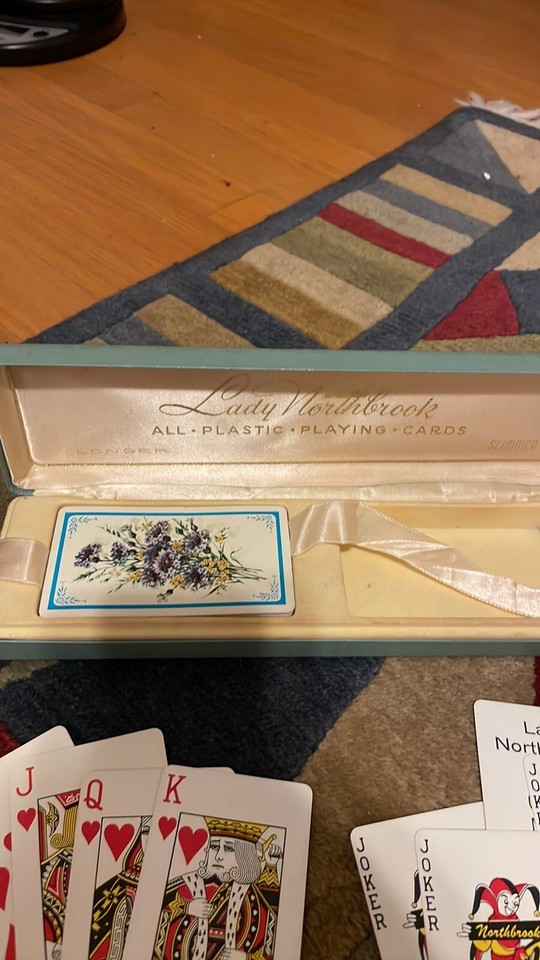Vintage Lady Northbrook All Plastic Playing Cards w/ Hard Box Circa 50 ...