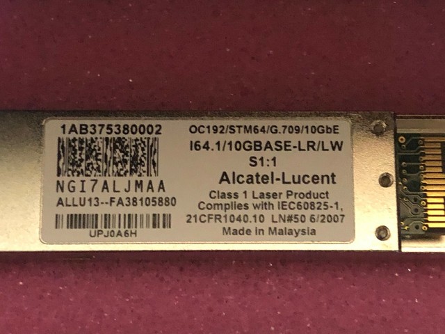 Alcatel Lucent 1AB375380002 XFP 10gbase-lr Optical Transceiver Ngi7aljmaa for sale online | eBay