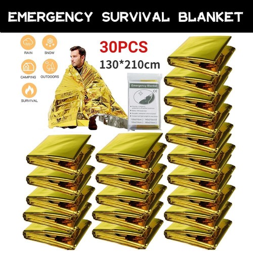 5-30pc Outdoor Emergency Gold-sliver Survival Blanket Waterproof First ...