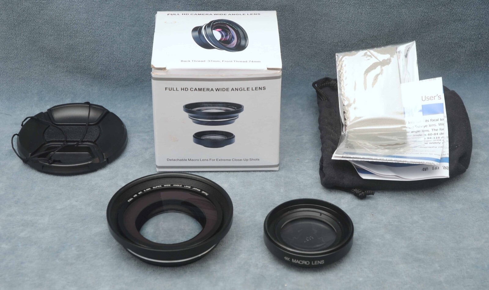 FULL HD CAMERA WIDE ANGLE LENS SET 74MM FRONT & 37MM REAR THREADS ...