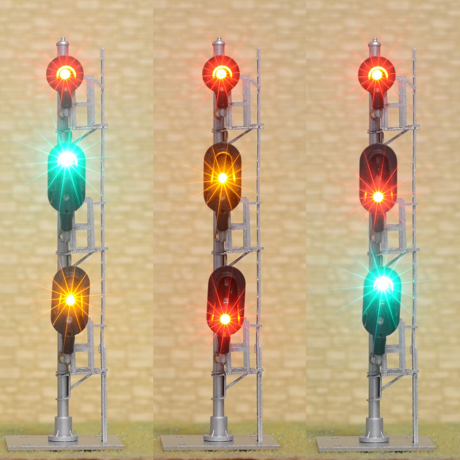 1 x HO scale model 3 colors block signal 3 heads Darth Vader style LED ...