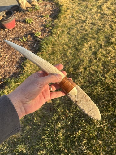 Elk Antler Flint Knapped Stone Spear Arrow Head Knife Blade Dagger ...