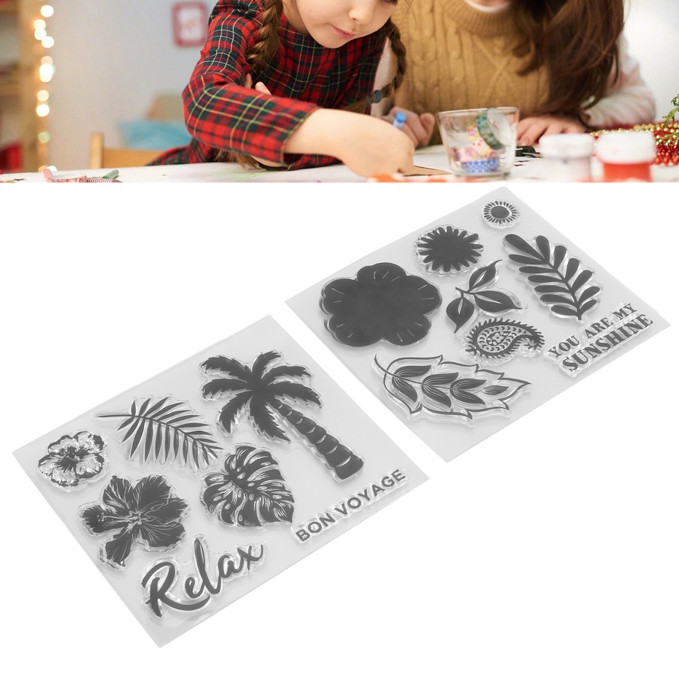 Making 2Pcs Clear Stamps Coconut Tree Leaves Shapes Transparent ...