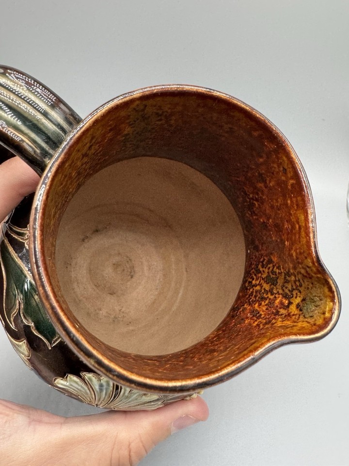 Doulton Lambeth stoneware pitcher decorated with a bird by Florence ...