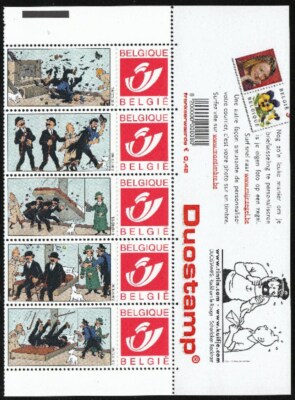 Belgien**TINTIN-RACKHAM der ROTE-5 Duostamps+Blatt-Titel-2001-Comics | eBay