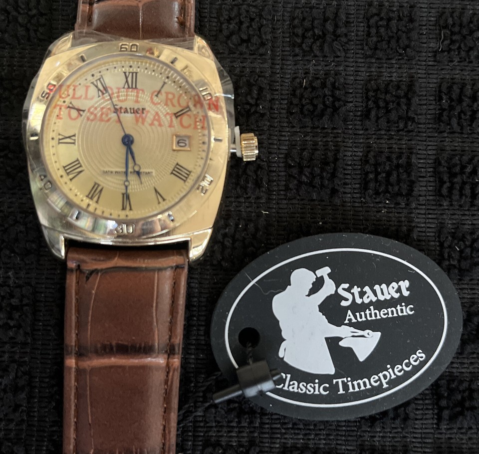 Stauer Mens Timemaster Piezo Watch With Brown Leather Band | eBay