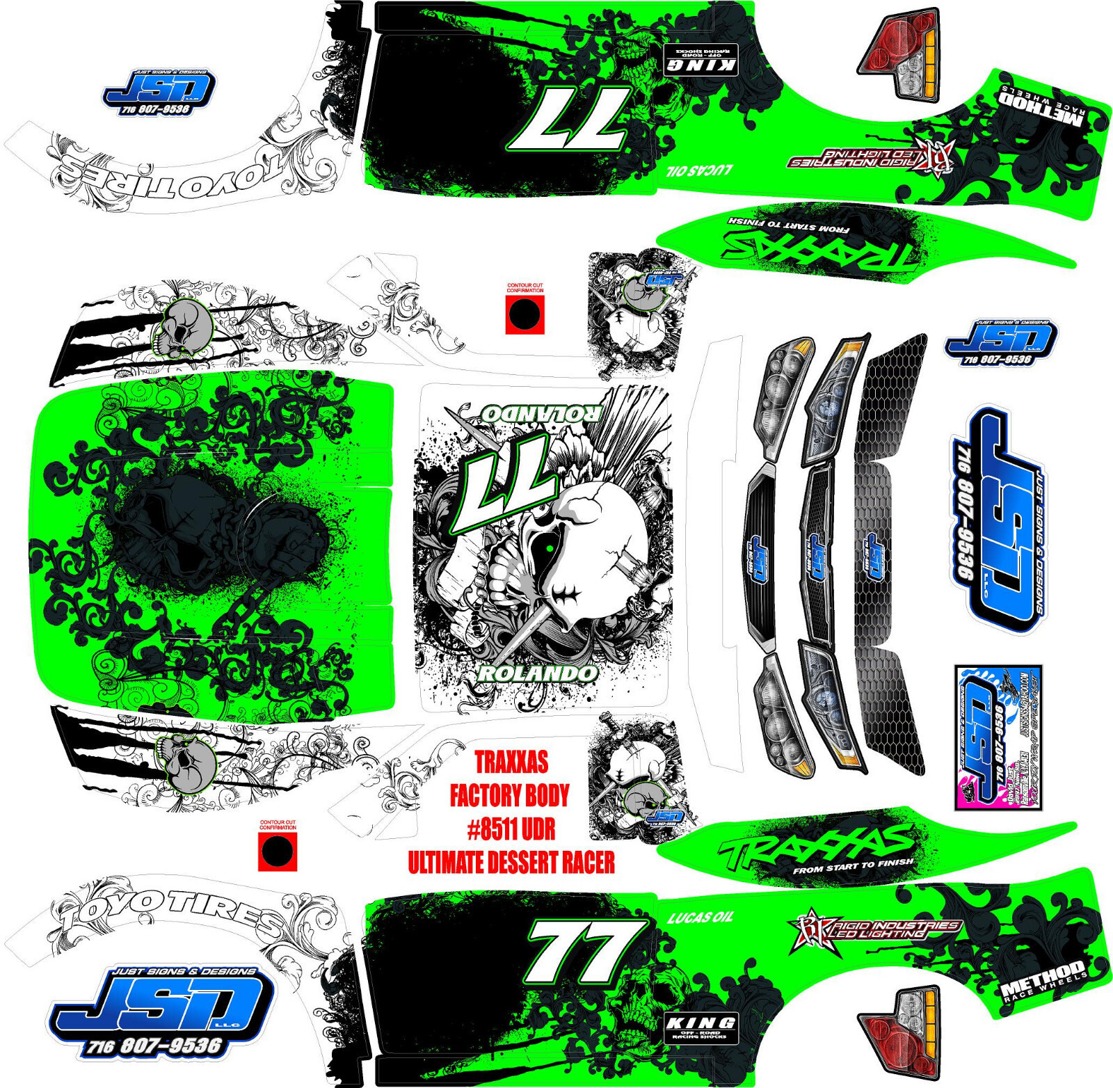 TRAXXAS UDR ULTIMATE DESERT RACER TROPHY TRUCK BJME1 Theme wrap decals ...