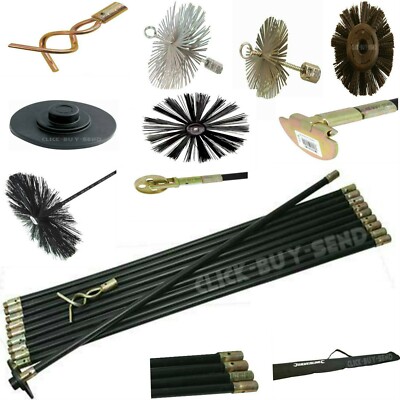 DRAIN ROD RODS SET FLUE CHIMNEY DRAIN BRUSH WORM SCREW PLUNGER DROP ...
