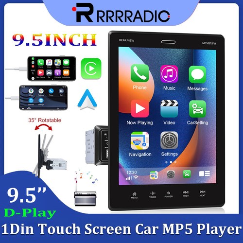 Single 1Din 9.5" Vertical Apple Carplay /Android Auto Car Stereo Radio ...