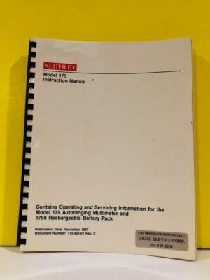 Keithley 175-901-01 Model 175 Autoranging Multimeter Instruction Manual ...