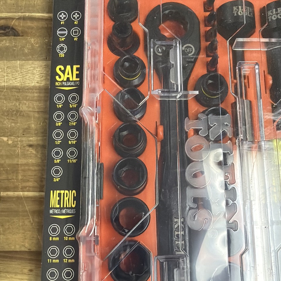 New Klein Tools 28 Pc Essential Knect Pass-Through Impact Socket Set ...