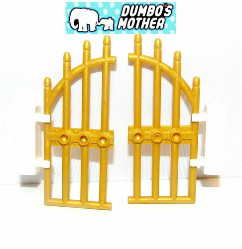 LEGO 1x4x9 Fence Gate Door Arched w/ Bars & 1x3 bricks Pearl Gold ...