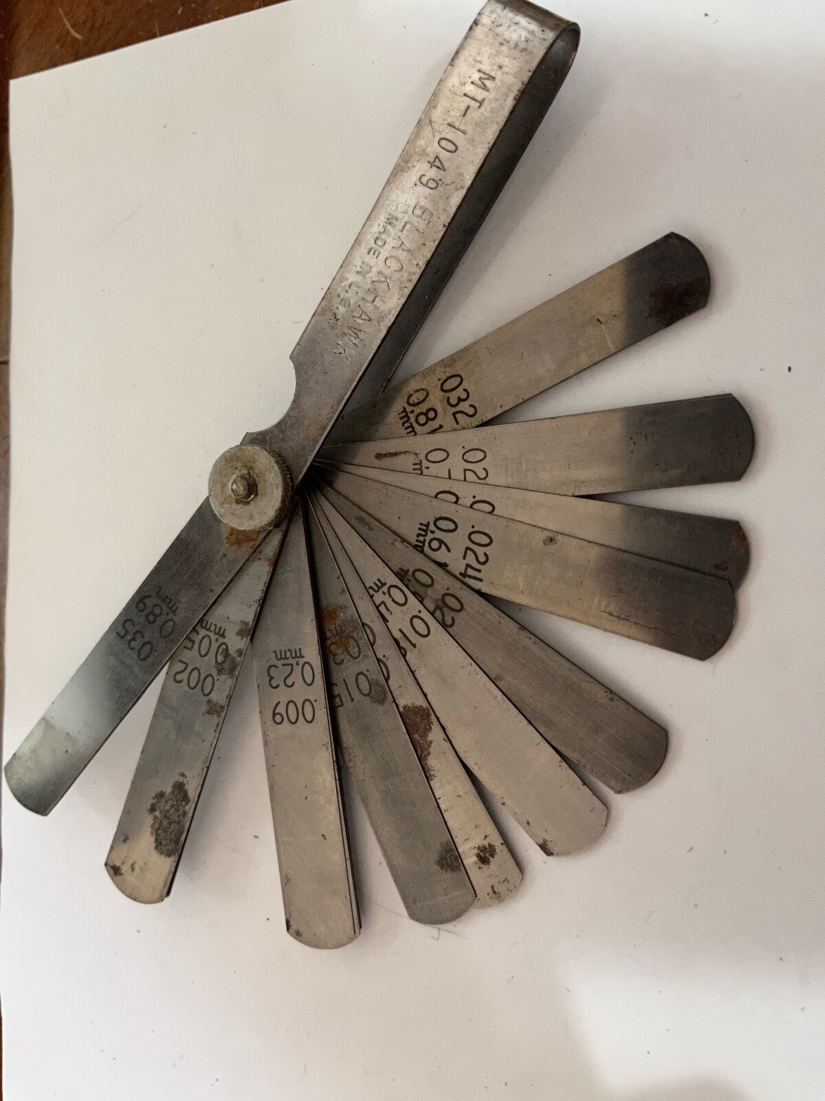 VTG. BLACKHAWK MT-1049 PARALLEL FEELER GAGE SET .0015" TO .035 ...