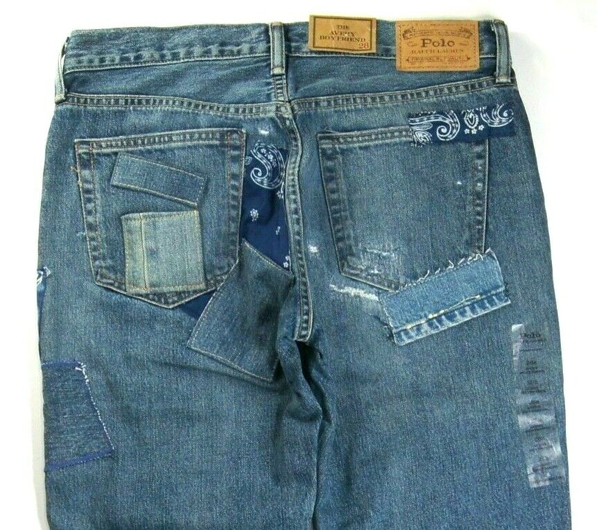 Polo Ralph Lauren Indigo Distressed Patchwork Repaired Stitched ...