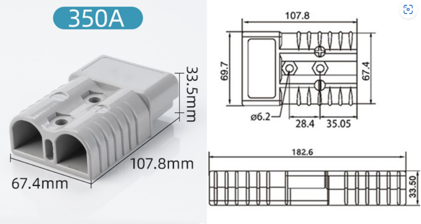 2X ANDERSON STYLE PLUG 350A AMP EXTERIOR TRUCK CONNECTOR SOLAR DC ...