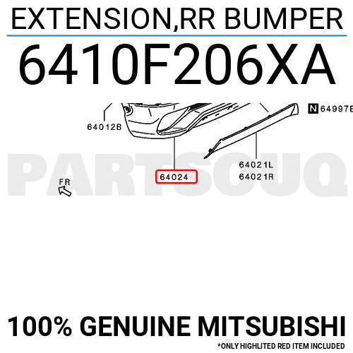 6410F206XA Genuine Mitsubishi EXTENSION RR BUMPER OEM for sale online ...