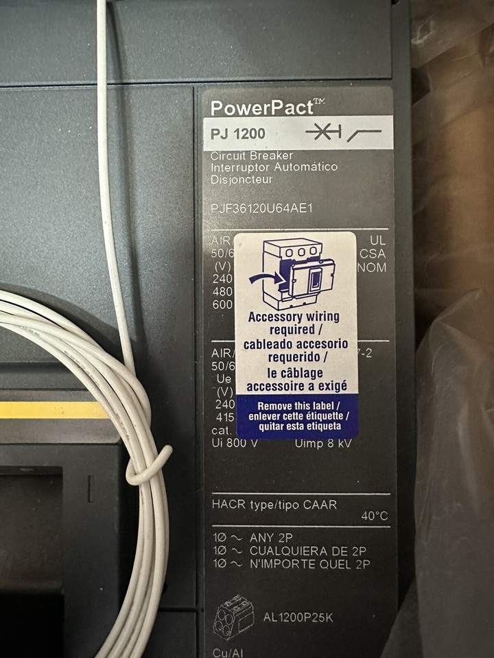 ⚡️Square D PJF36120U64AE1 PowerPact Circuit Breaker 1200 Amp 3P 600V 50 ...