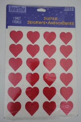 Vintage Hallmark Heartline Valentine's Day Hearts Foil Sticker Sheet ...