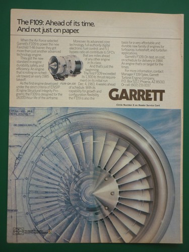 5/1984 PUB GARRETT F109 ENGINE FAIRCHILD T-46 TRAINER ORIGINAL AD | eBay
