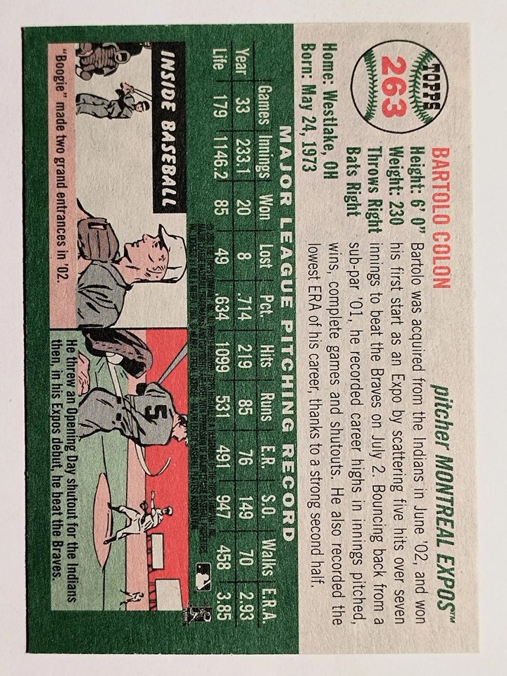 2003 Topps Heritage #263 Bartolo Colon | eBay