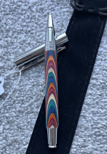 WOODTURNED HANDMADE FESTIVE WOODEN SIGNATURE PEN, BLACK INK, CHROME LID ...