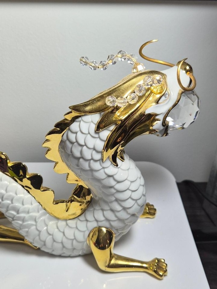 LIMOGES R.G. Oggetti Capodimonte Dragon Figurine SWAROVSKI CRYSTAL ...