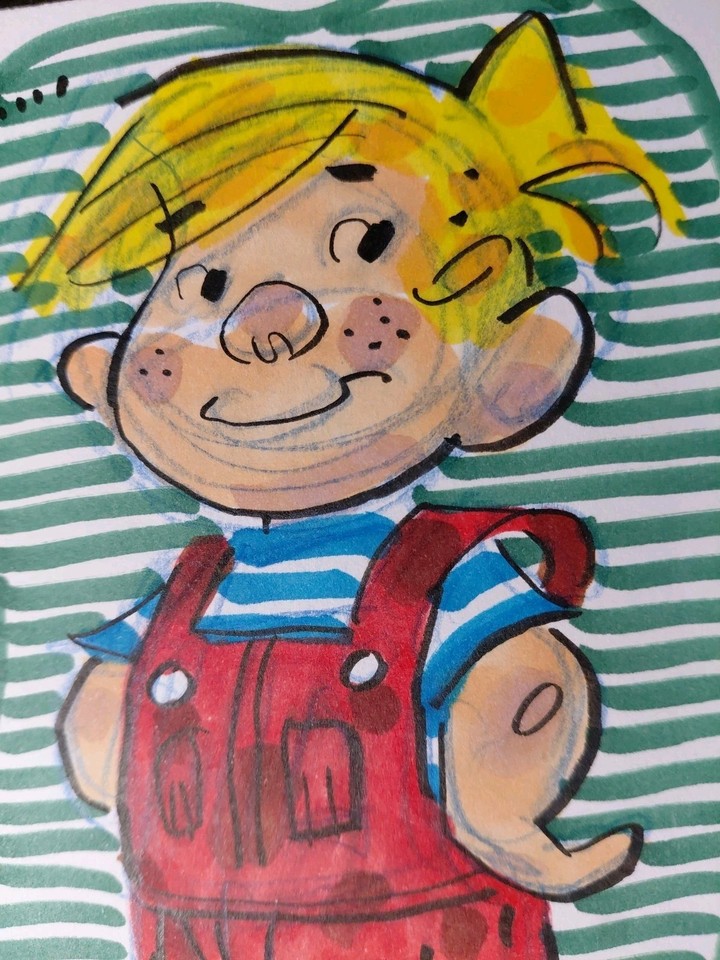 RON FERDINAND Hand Signed & HAND SKETCH 4X6 CARD -- Dennis the Menace ...