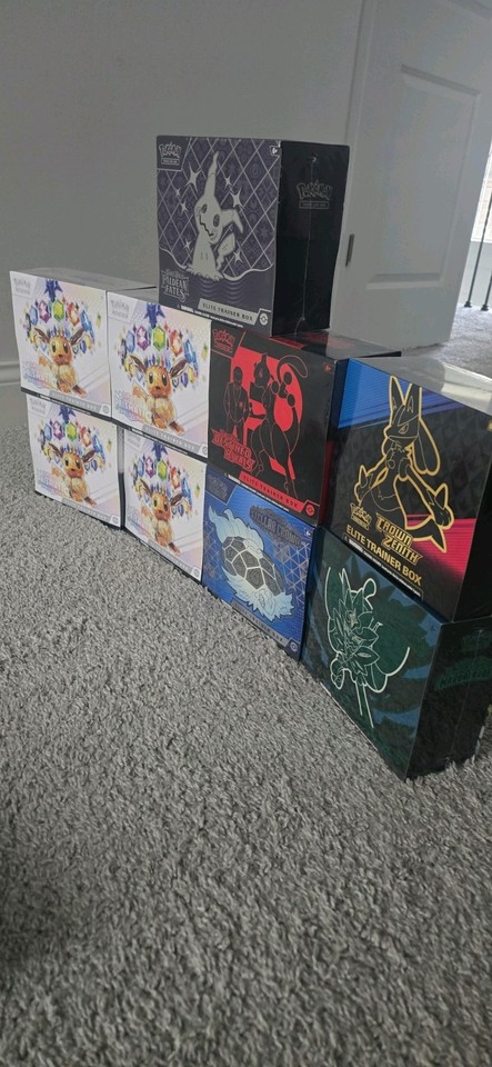 12 Pokémon ETB sealed Destined Rivals/Prismatic/Crown Zenith/Paldean ...