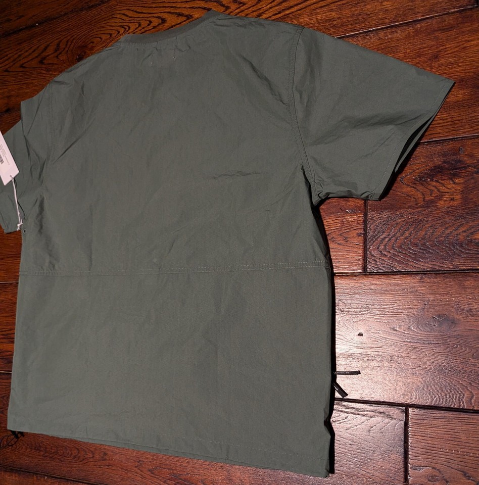 Saturday's NYC Green Kenji Windbreaker Tee Cotton & Nylon Blend T-Shirt ...