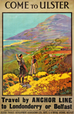 Ulster Anchor Line vintage cruise travel promotion poster 12x18 | eBay