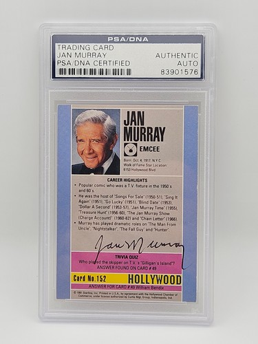 Autograph Signed PSA DNA Jan Murray Hollywood Starline Card | eBay