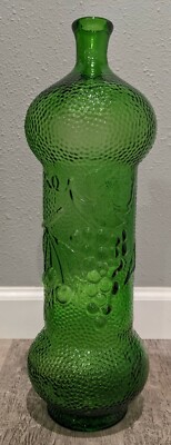 Rare Antique 1800's Mold Blown Green Glass Wine Bottle 16" , Sand ...