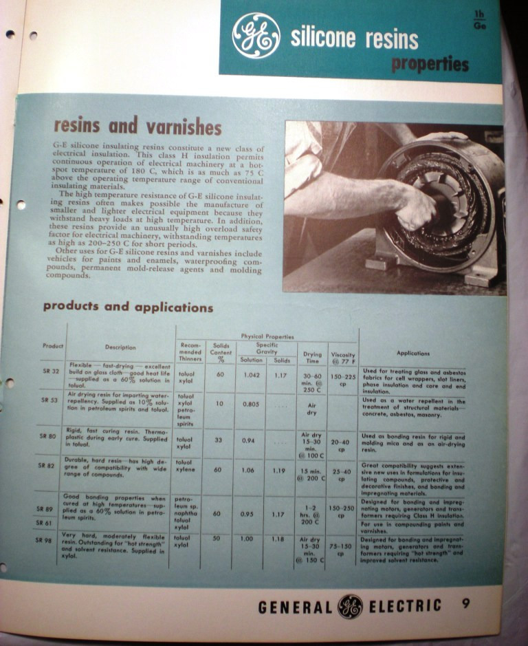 GE General Electric Silicone Catalog ASBESTOS Electrical Motor ...